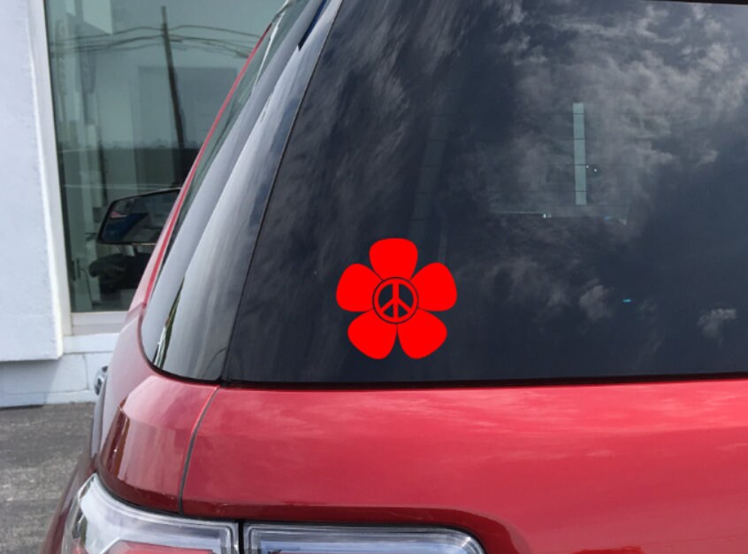 Peace Sign Decal Peace Flower Decal Hippie Car Decal Hippie | Etsy
