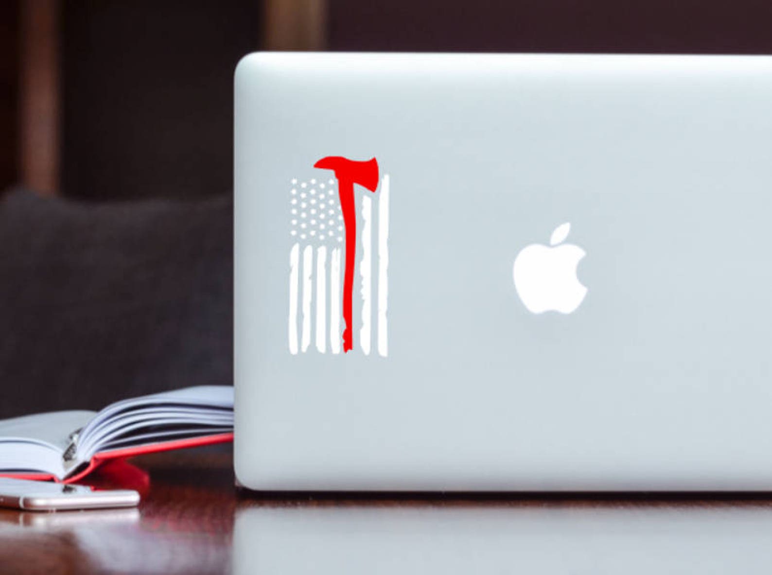 Firefighter Axe Decal Tattered Flag Car Decal Firefighter | Etsy