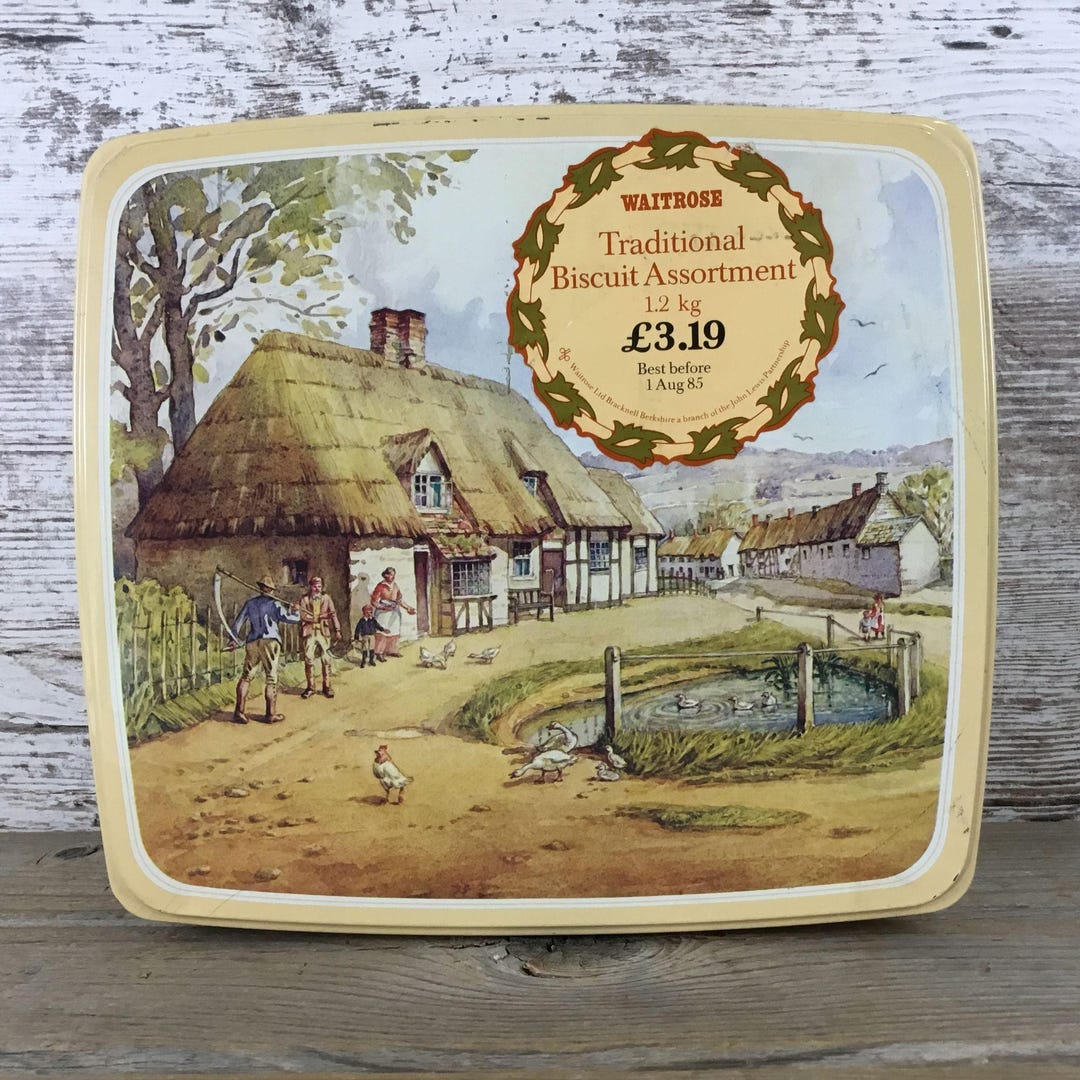 Waitrose Traditional Biscuit Tin 1985 Vintage Empty 9.75" Advertising ...