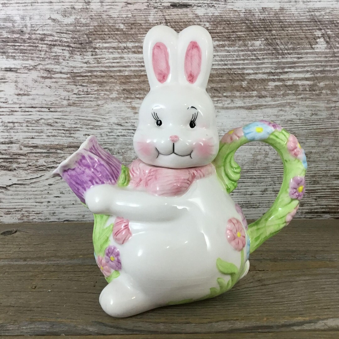 Vintage Easter Bunny Teapot – Pastel Spring Floral - Etsy