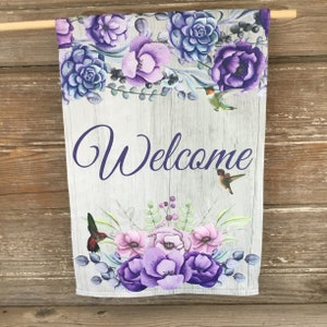 Welcome Hummingbirds & Flowers Garden Flag - Etsy