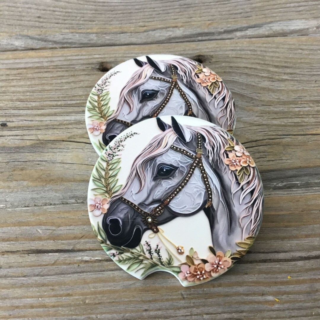Floral Horse Paper Quilling Art Car Coasters Set of 2 - Etsy