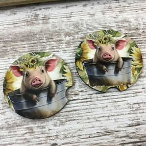 Pig Babies in Buckets Car Coasters, Set of 2 Car Coasters - Etsy