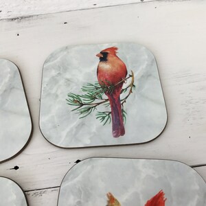 Cardinal Coasters Set of 4, Hardboard Coasters, Male Cardinal - Etsy