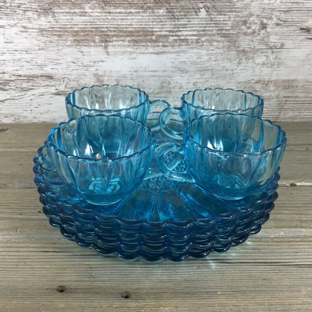 Hazel Atlas Blue Capri Tulip Daisy Plate and Cup 8 Piece Set - Etsy