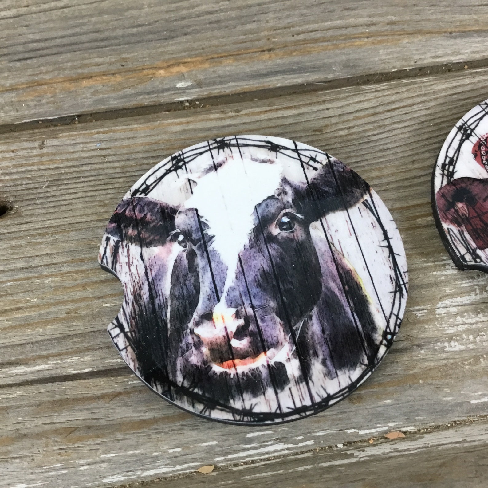 Rustic Cow Car Coasters, Set of 2 Car Coasters - Etsy