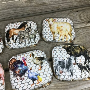 Rustic Farm Coasters, Set of 6 Coasters, Farm Animal Coasters - Etsy
