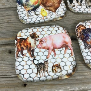 Rustic Farm Coasters, Set of 6 Coasters, Farm Animal Coasters - Etsy