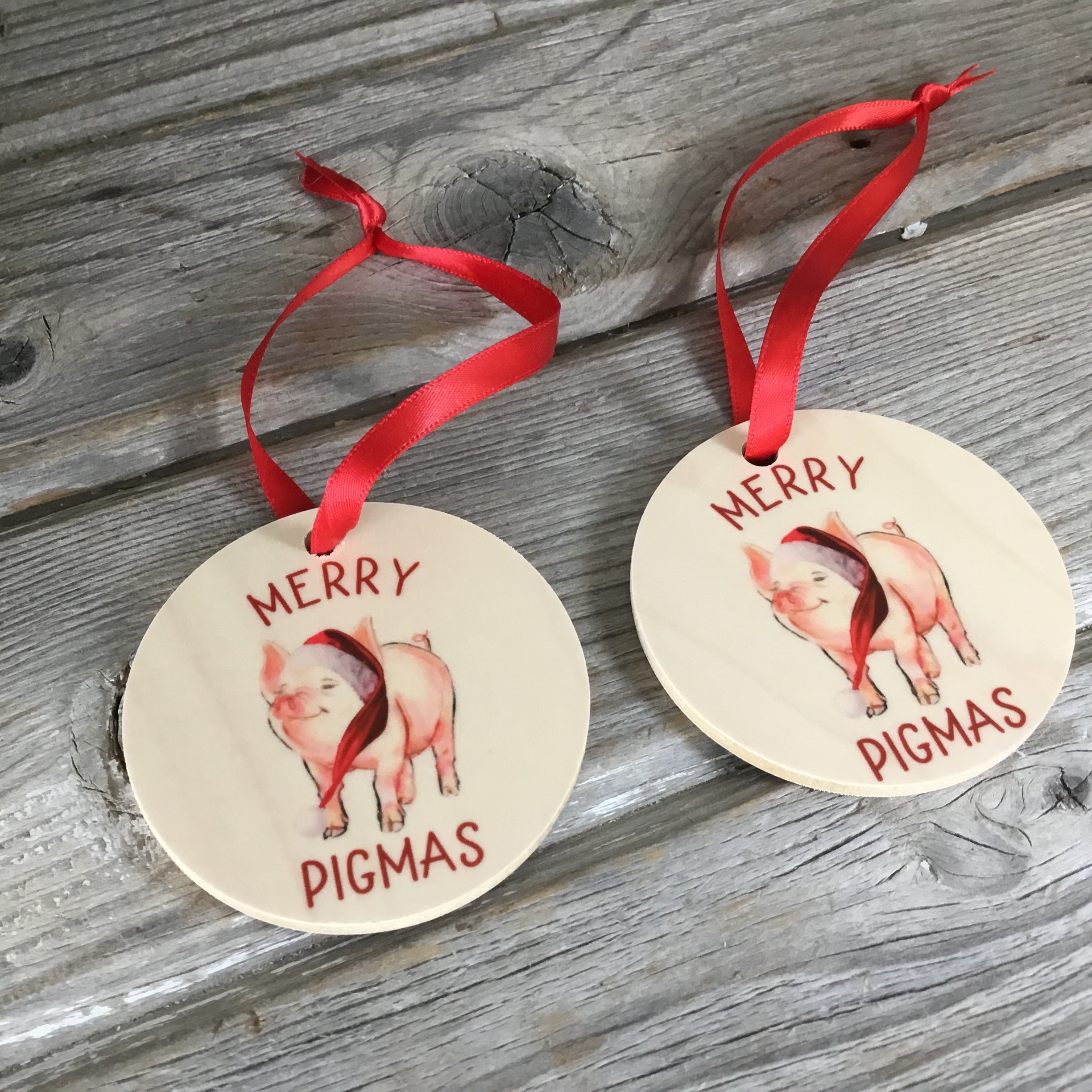 Pig Christmas Ornament Merry Pigmas Wood Christmas Ornament | Etsy