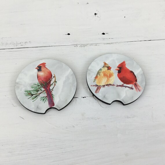 Cardinal Car Coasters Set of 2 - Etsy