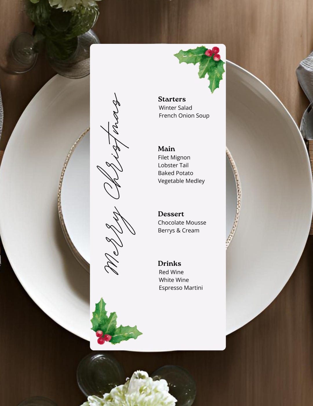 Printable Christmas Digital Menu Template | Editable Christmas Dinner ...