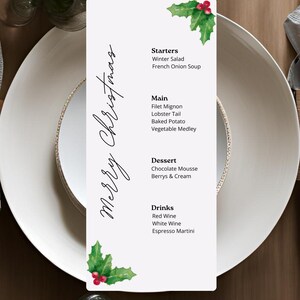 Printable Christmas Digital Menu Template | Editable Christmas Dinner ...