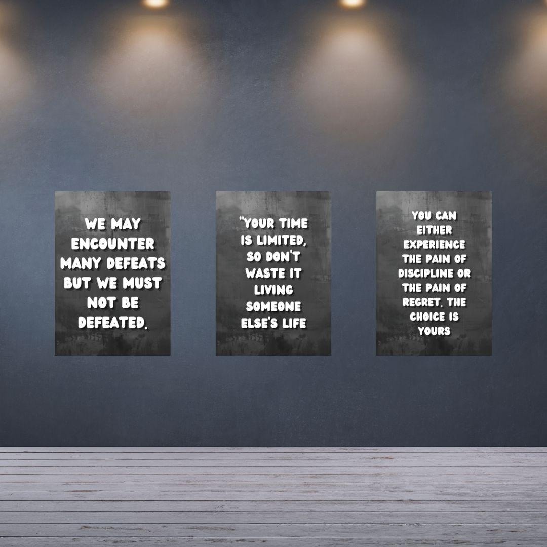 Motivational Quote Posters 3-pack | Discipline Success Mindset Wall Art ...
