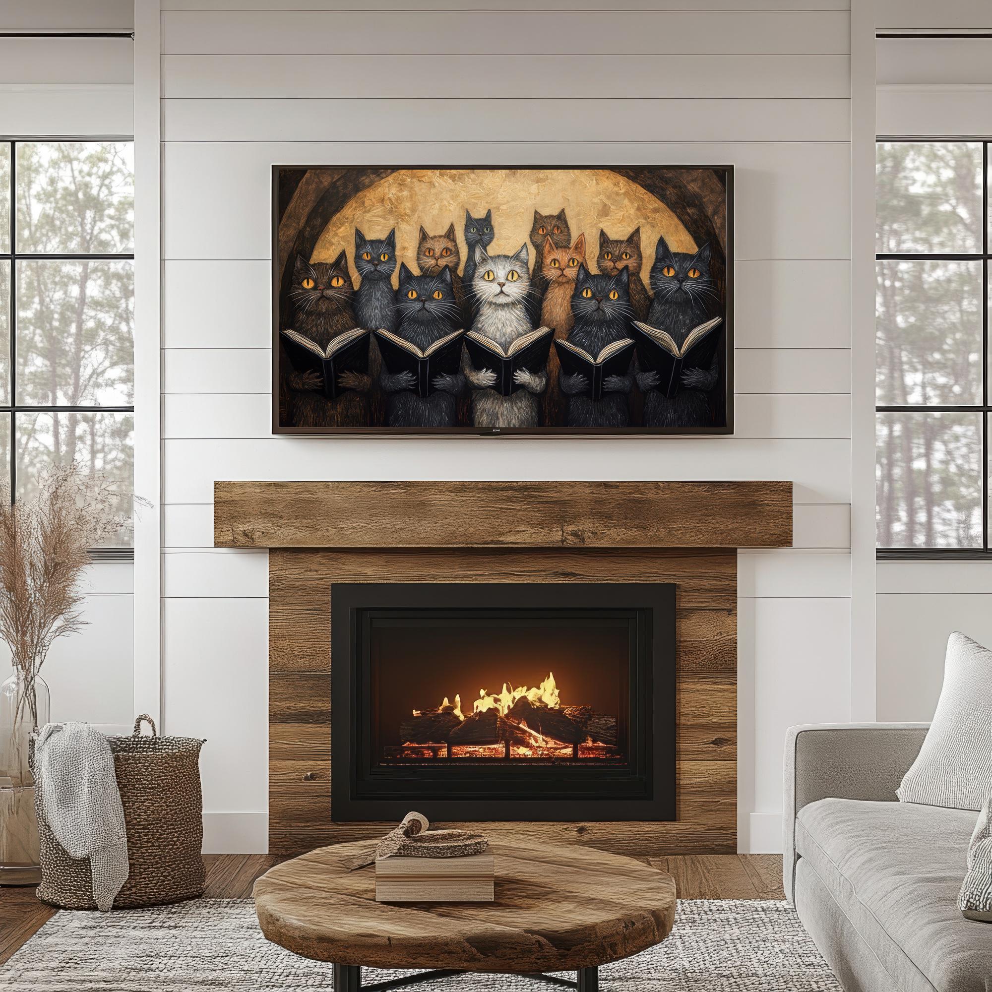 Choir Cats Frame TV Art: Funny Cartoon Oil Painting (digital Download ...