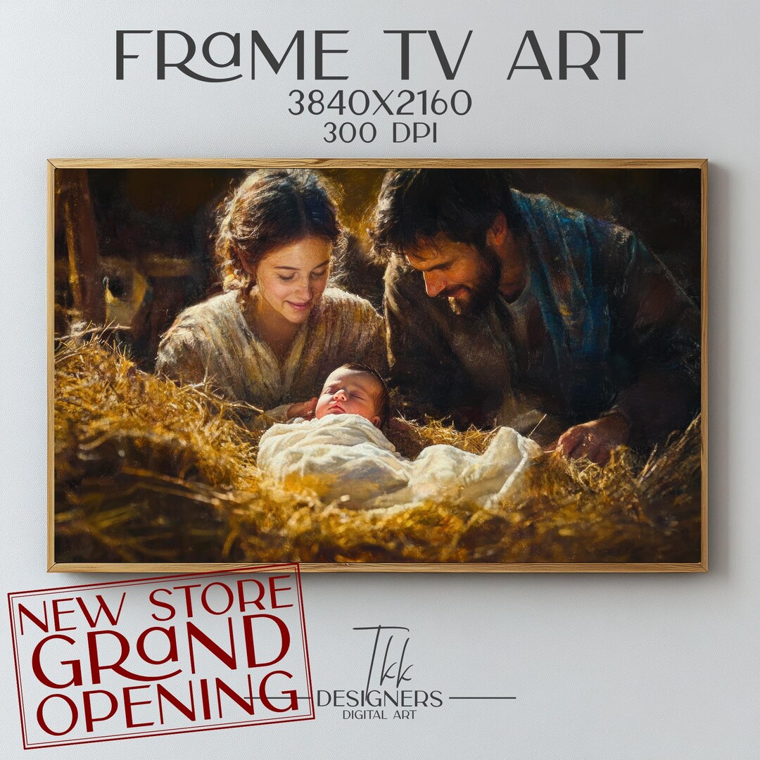 Nativity Oil Painting: Christmas Frame TV Art (digital Download) - Etsy