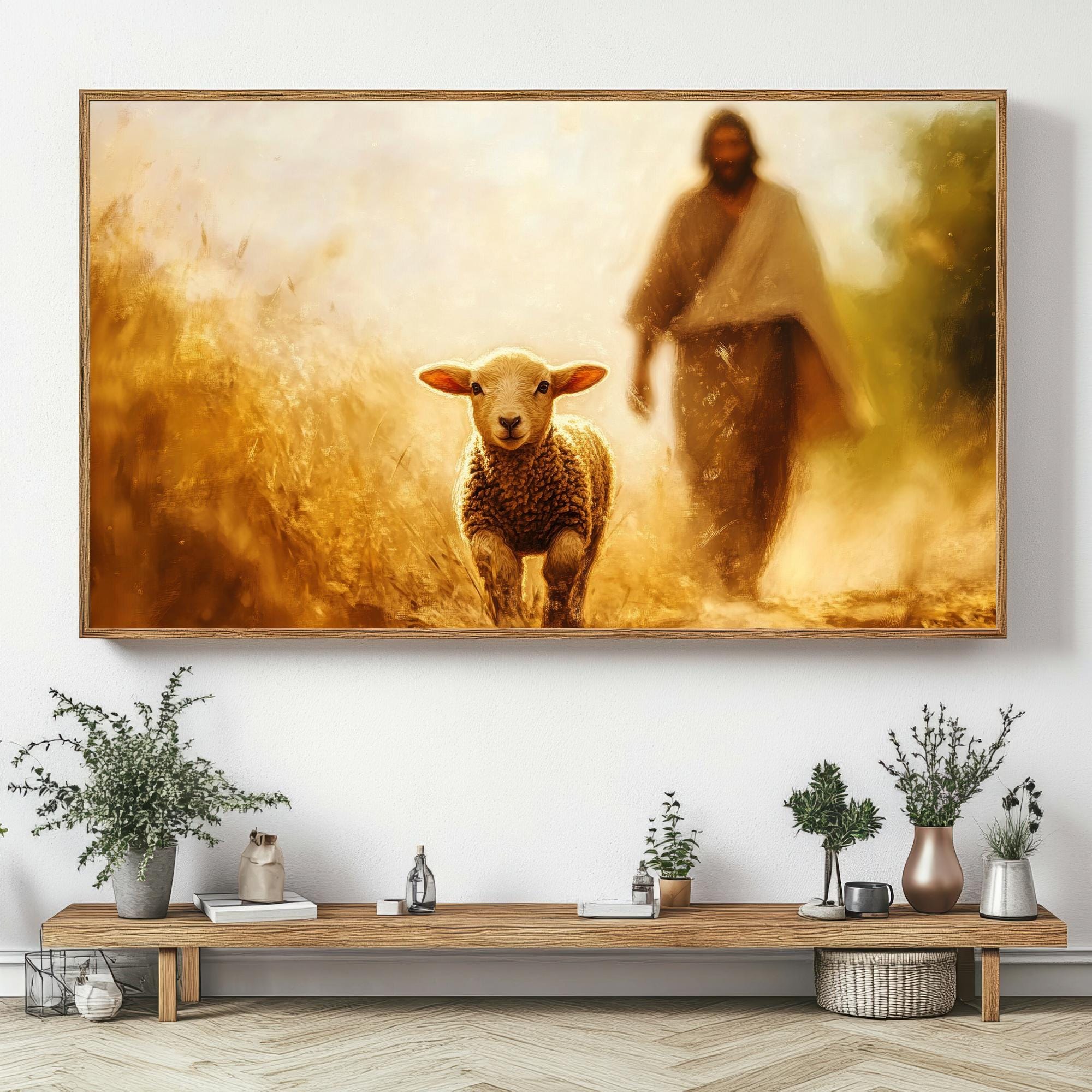 Jesus Christ and Lost Sheep Frame TV Art: Christian Parable (digital ...