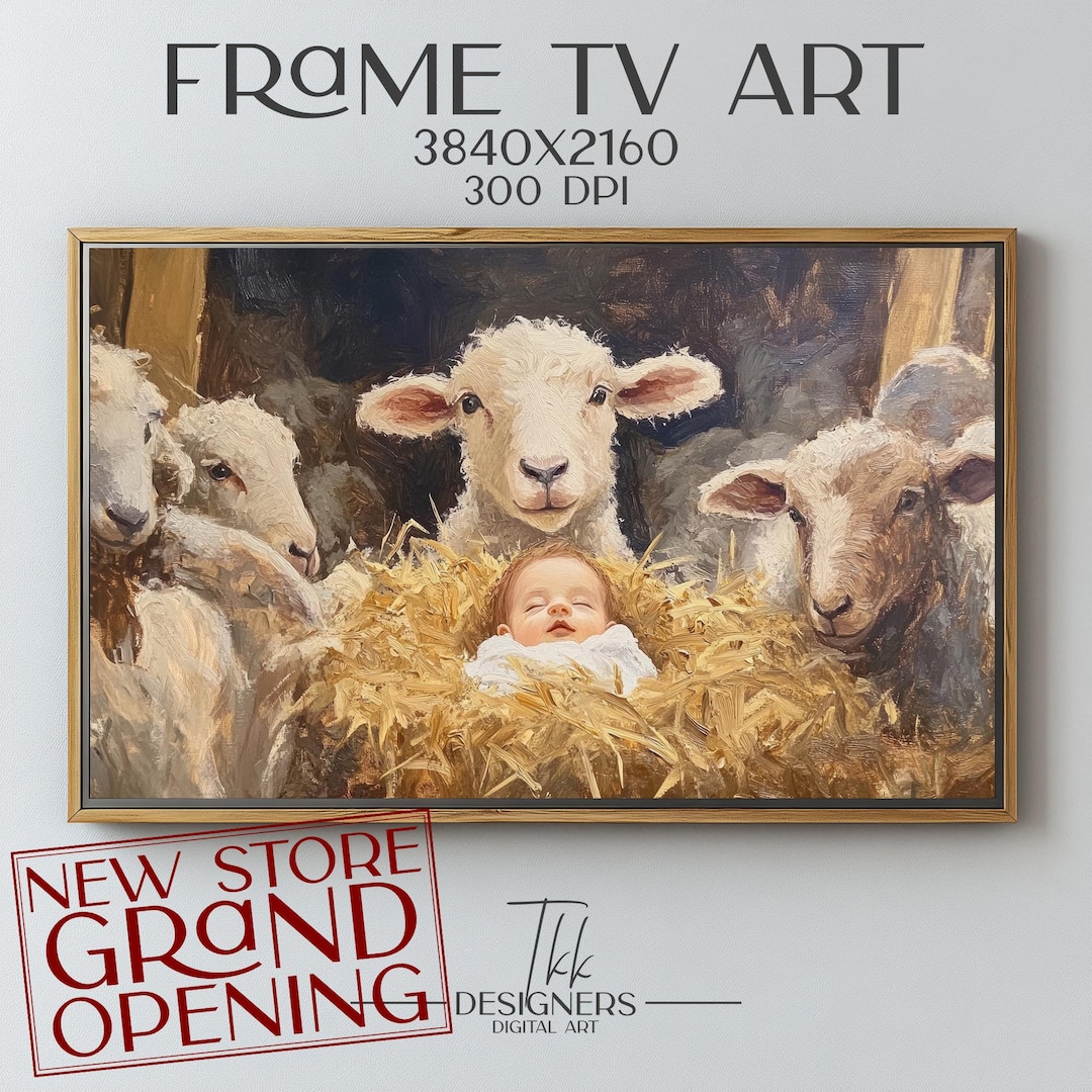 Nativity Scene Frame TV Art: Jesus, Sheep, Manger (digital Download) - Etsy
