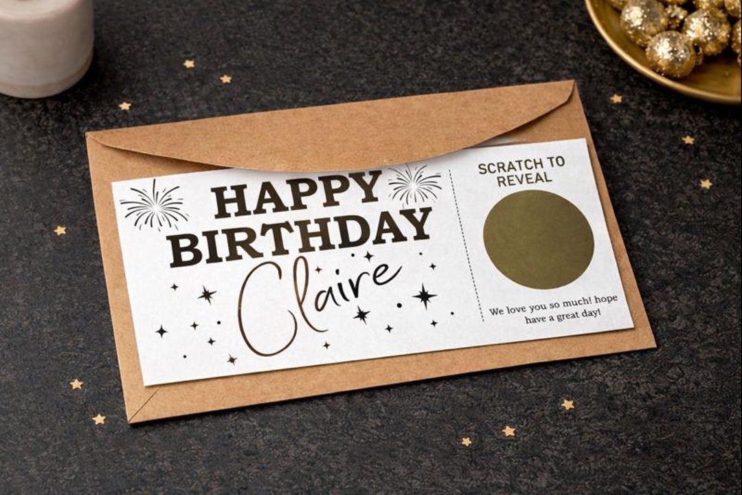 Personalized Scratch off Birthday Card, Custom Scratch Reveal Voucher ...