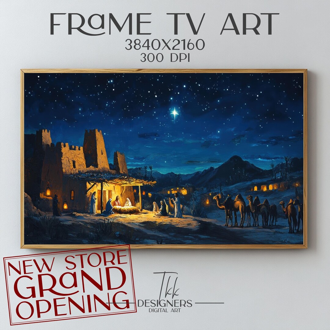 Nativity Scene Frame TV Art: Christmas Digital Design (digital Download ...