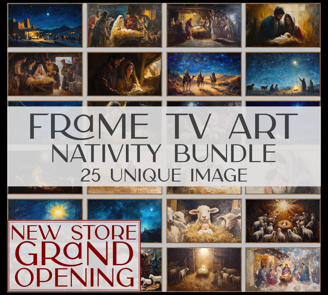 25 Christmas Nativity Scene Frame TV Art, Christmas Manger Scene With ...