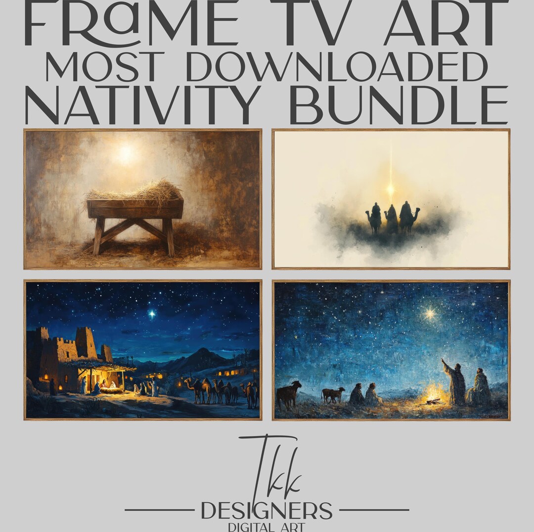 Nativity Scene Frame TV Art: Watercolor Oil Painting Bundle (digital ...
