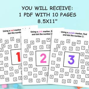 Activity Pages for Number Recognition Dot Markers, Preschool and ...