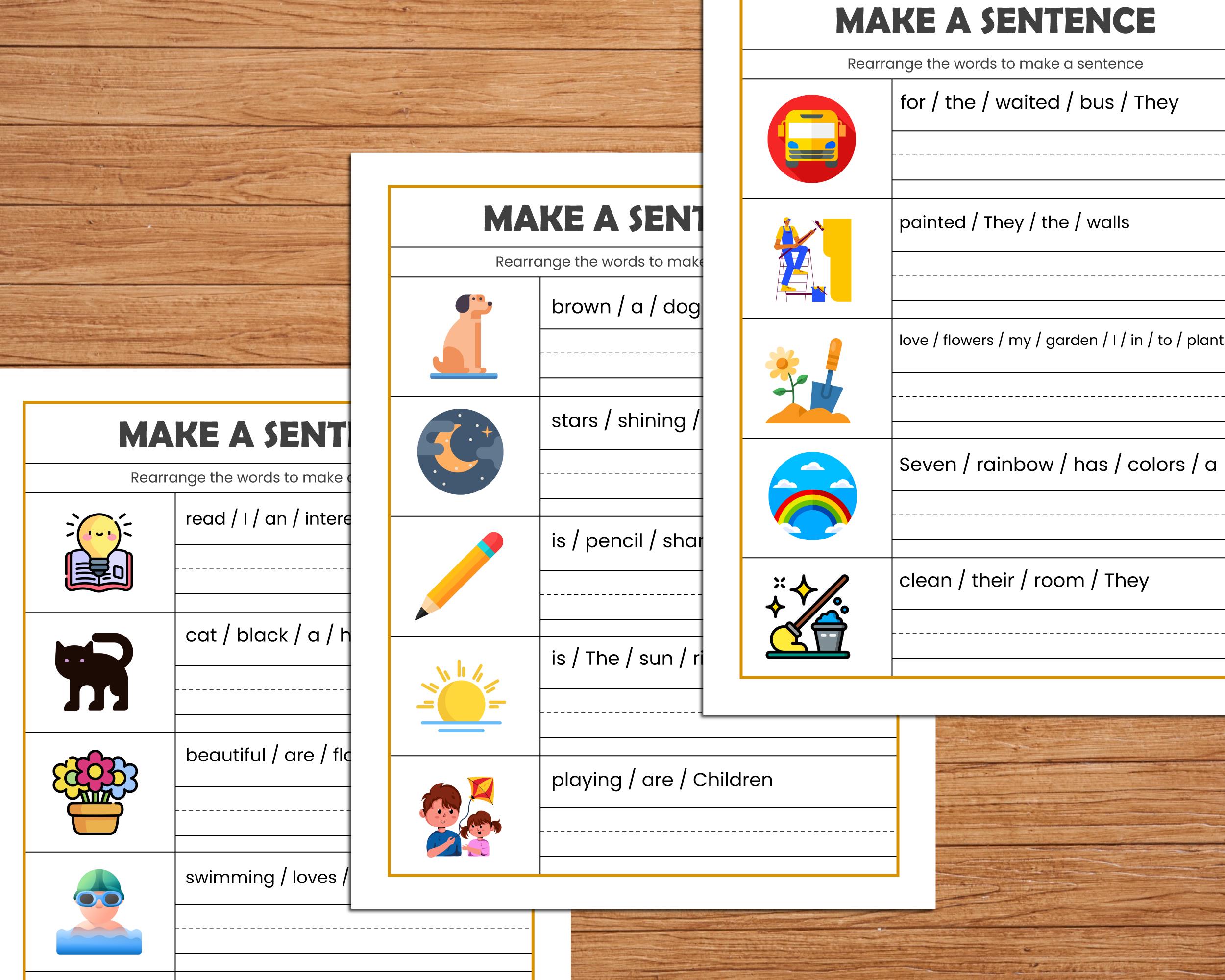 150 Create Sentences Worksheets, Printable Sentences Writing Exercise ...