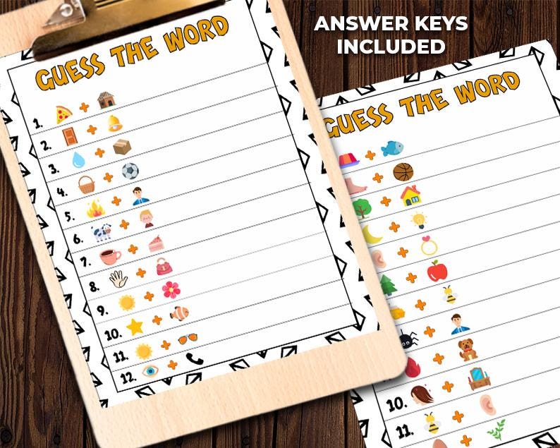 Guess the Word Game, Rebus Puzzles and Brain Teasers, Printable Games ...