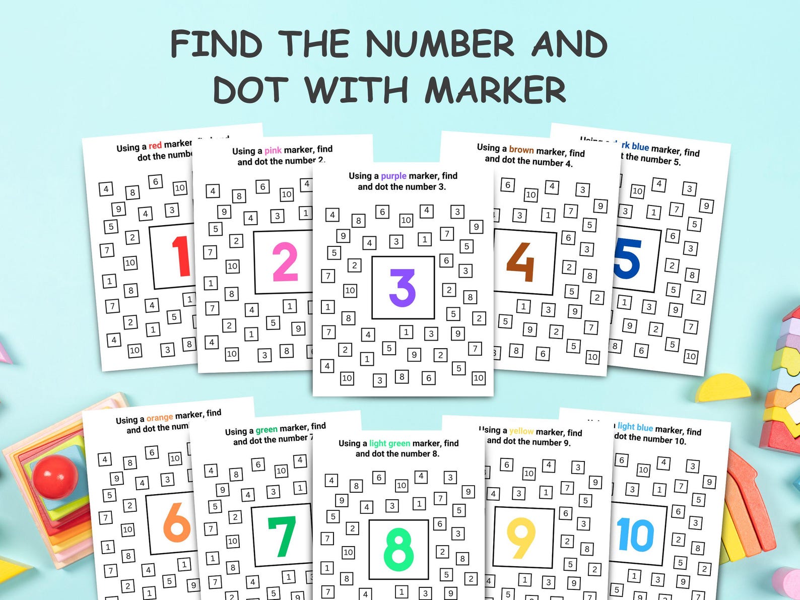 Activity Pages for Number Recognition Dot Markers, Preschool and ...