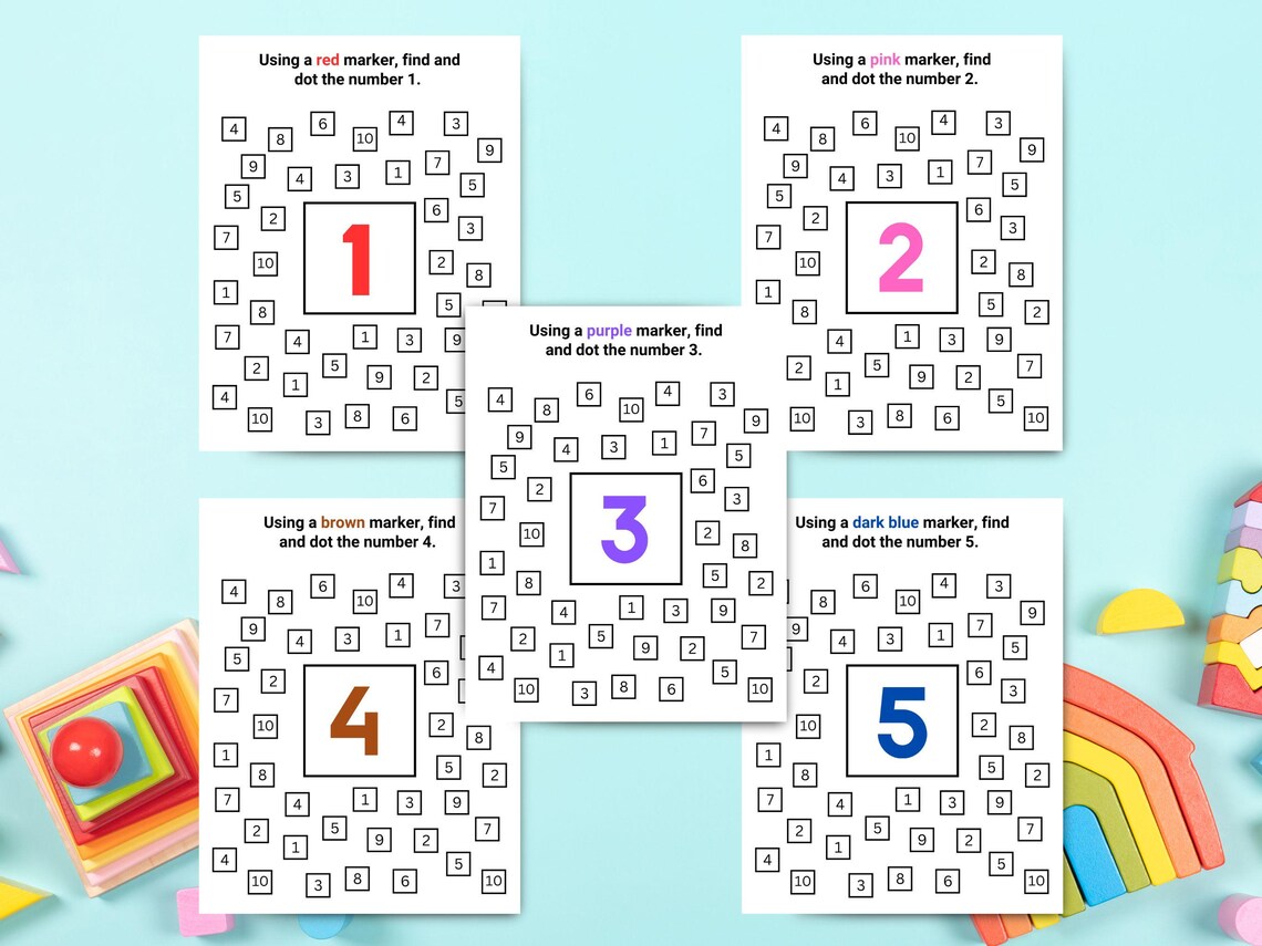 Activity Pages for Number Recognition Dot Markers, Preschool and ...