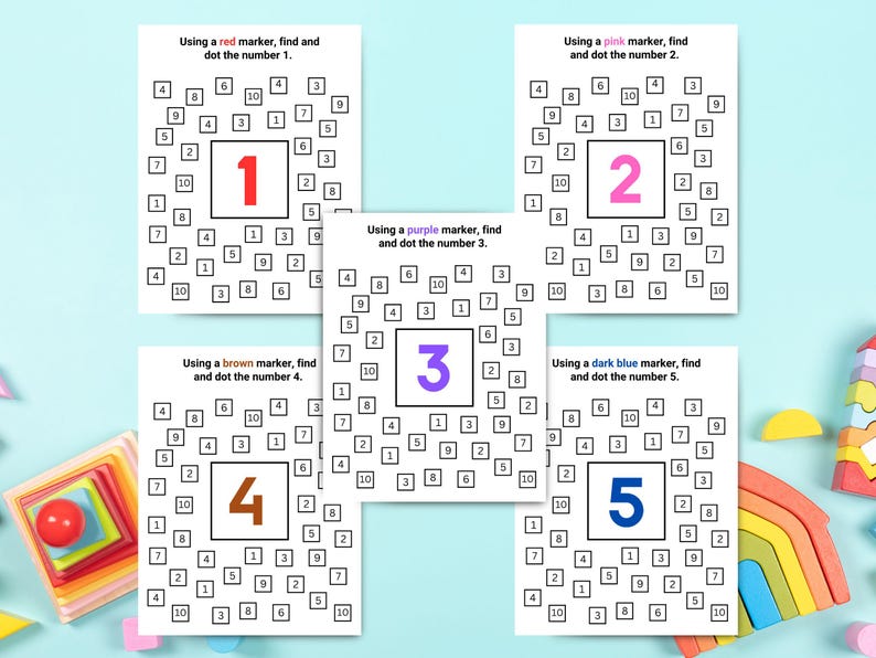 Activity Pages for Number Recognition Dot Markers, Preschool and ...