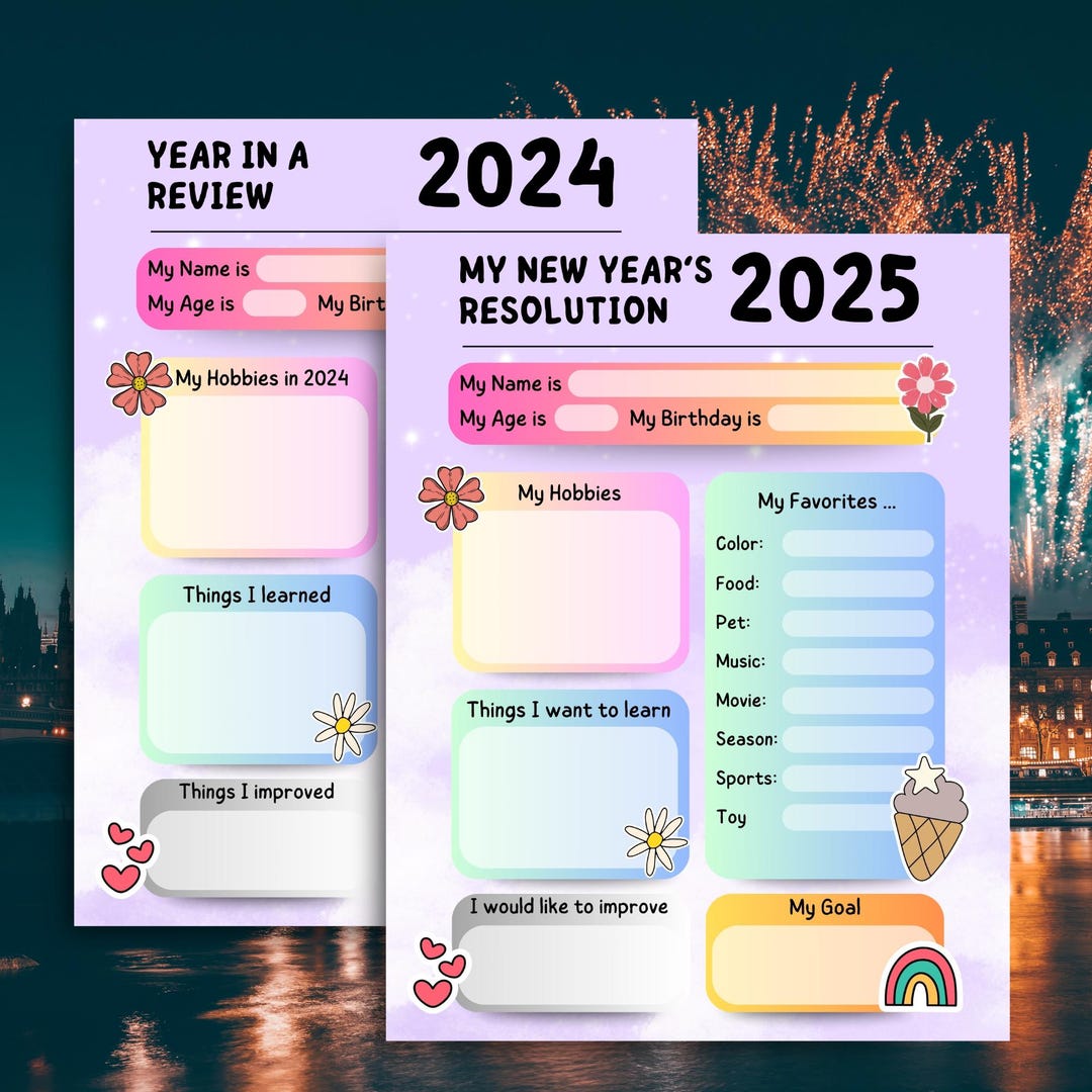 New Year's Resolutions for Kids, Year in Review, New Years Reflection ...