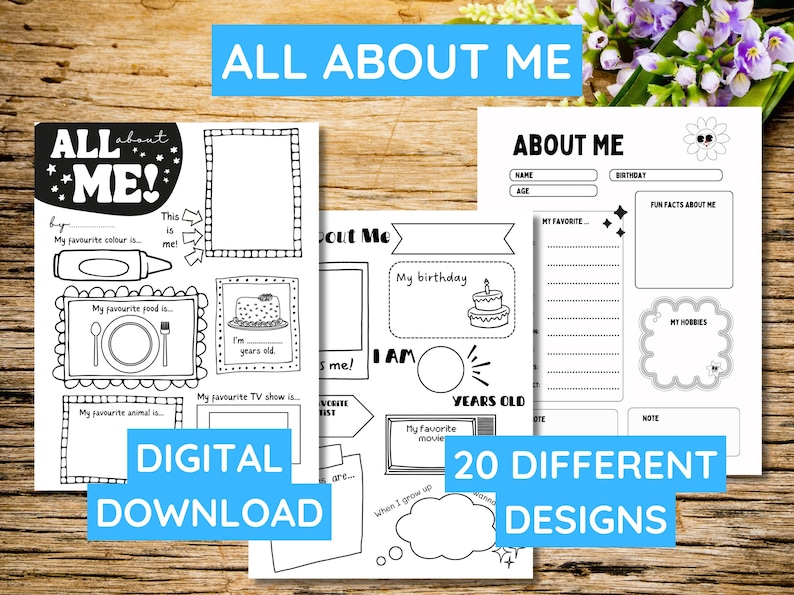 20 All About Me Printable Activity for Kids, About Me Sheet, Worksheet ...