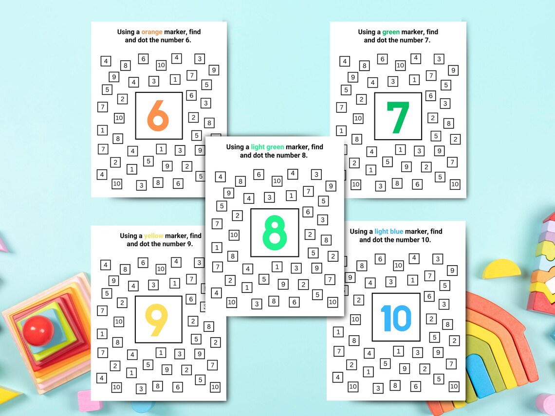 Activity Pages for Number Recognition Dot Markers, Preschool and ...