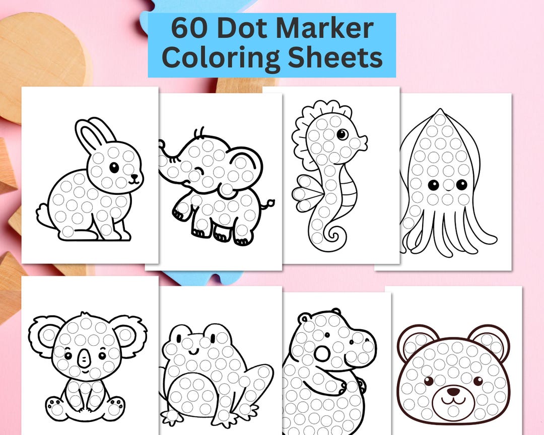 60 Animal Dot Marker Coloring Page, Do a Dot Activity, Printable Dab It ...