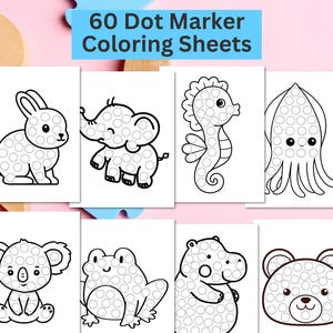 60 Animal Dot Marker Coloring Page, Do a Dot Activity, Printable Dab It ...