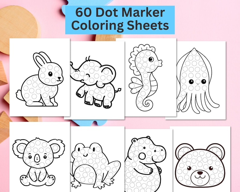 60 Animal Dot Marker Coloring Page, Do a Dot Activity, Printable Dab It ...