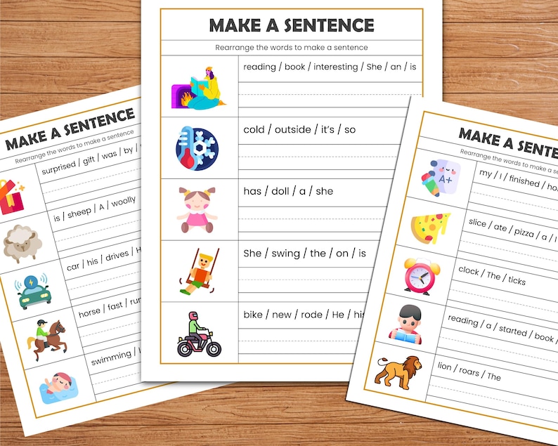 150 Create Sentences Worksheets, Printable Sentences Writing Exercise ...