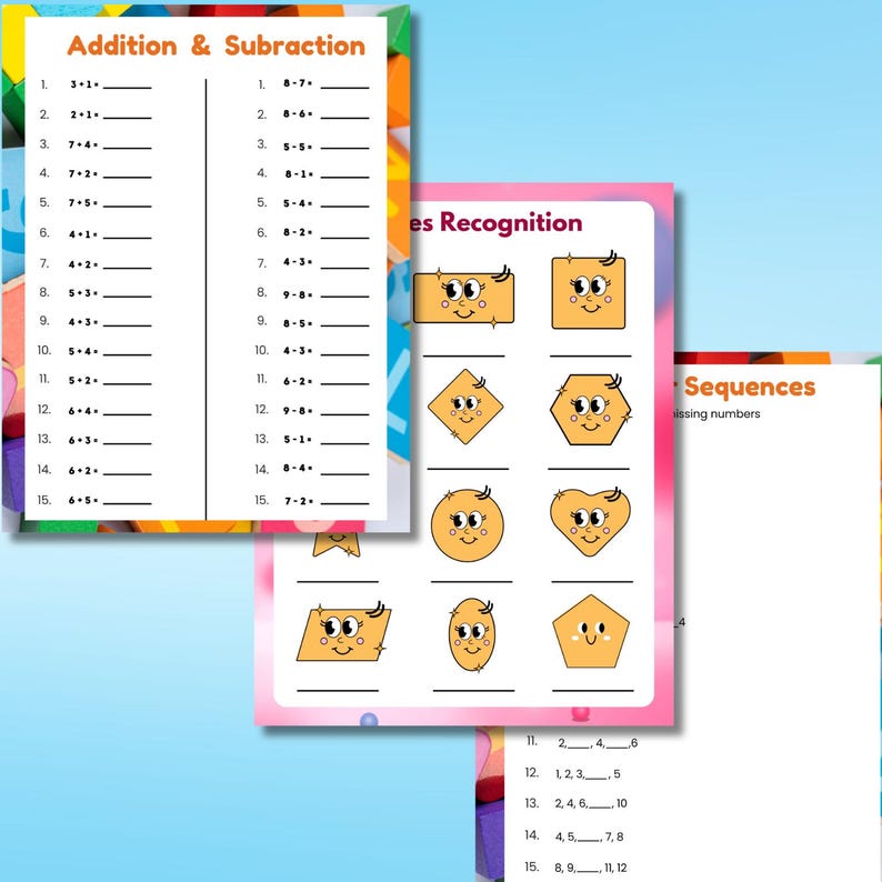 Kindergarten & First Grade Printable Worksheets, Math Homeschool ...