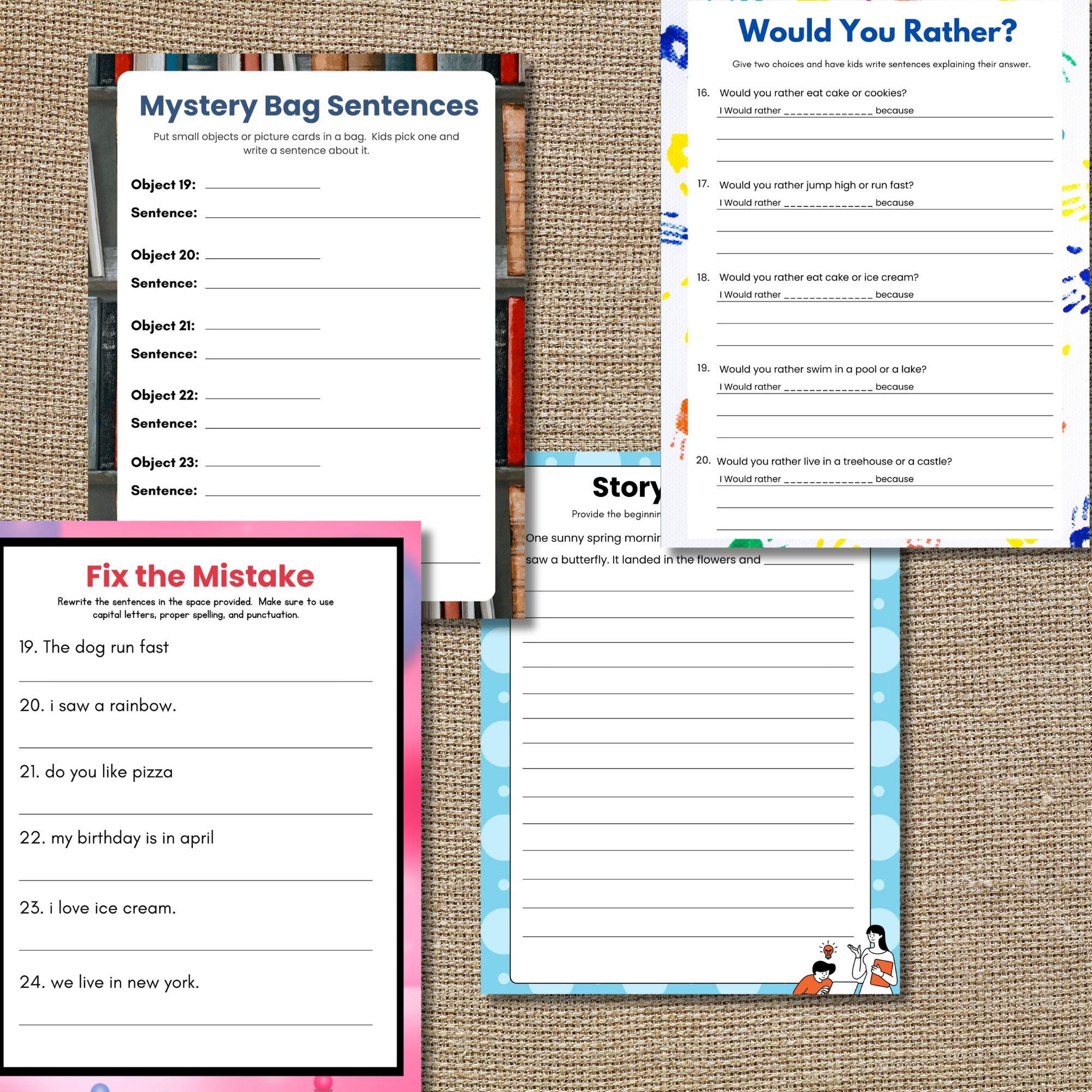 55 Sentence Building Worksheets, Write Sentences, Sentence Building ...