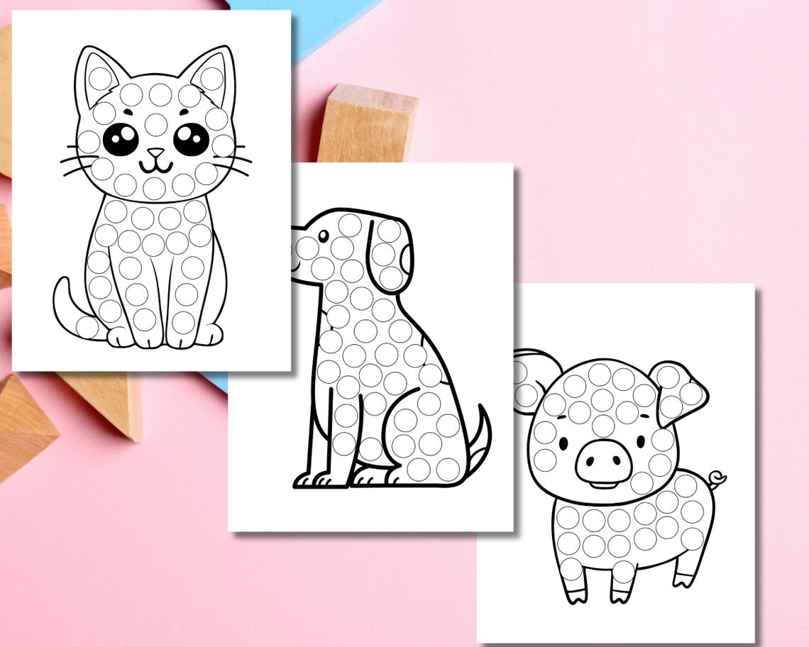 60 Animal Dot Marker Coloring Page, Do a Dot Activity, Printable Dab It ...