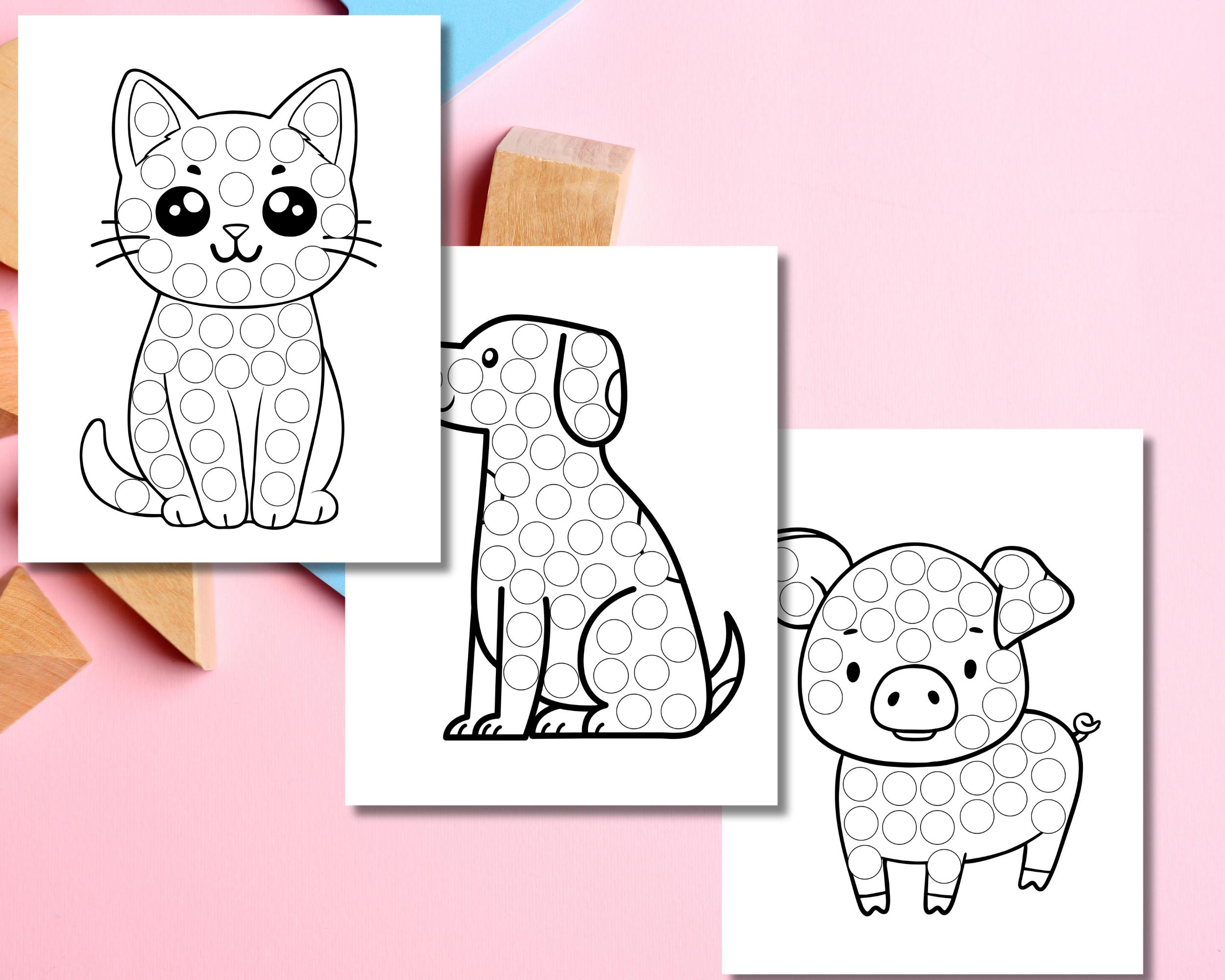 60 Animal Dot Marker Coloring Page, Do a Dot Activity, Printable Dab It ...