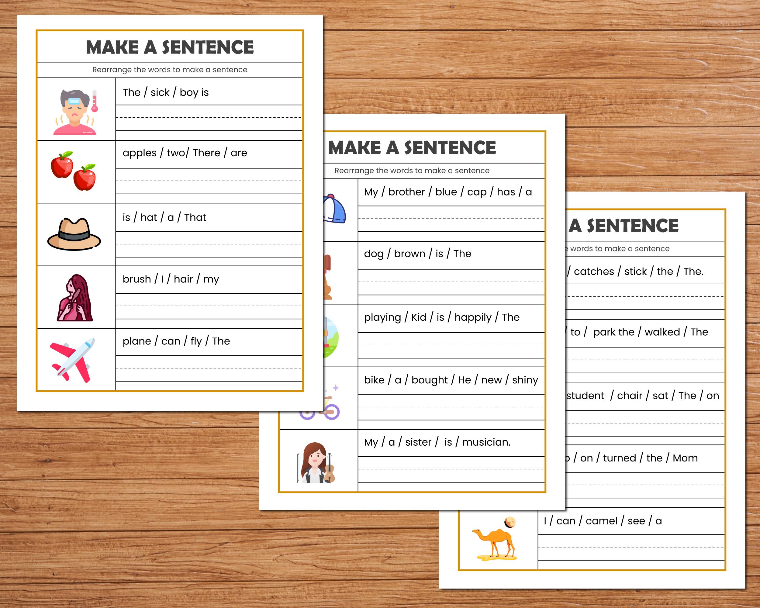 150 Create Sentences Worksheets, Printable Sentences Writing Exercise ...