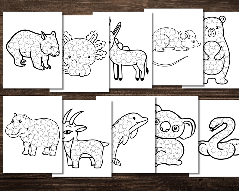 60 Animal Dot Marker Coloring Page, Do a Dot Activity, Printable Dab It ...