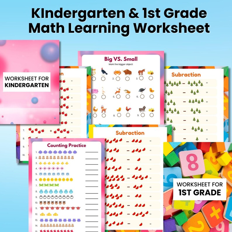 Kindergarten & First Grade Printable Worksheets, Math Homeschool ...