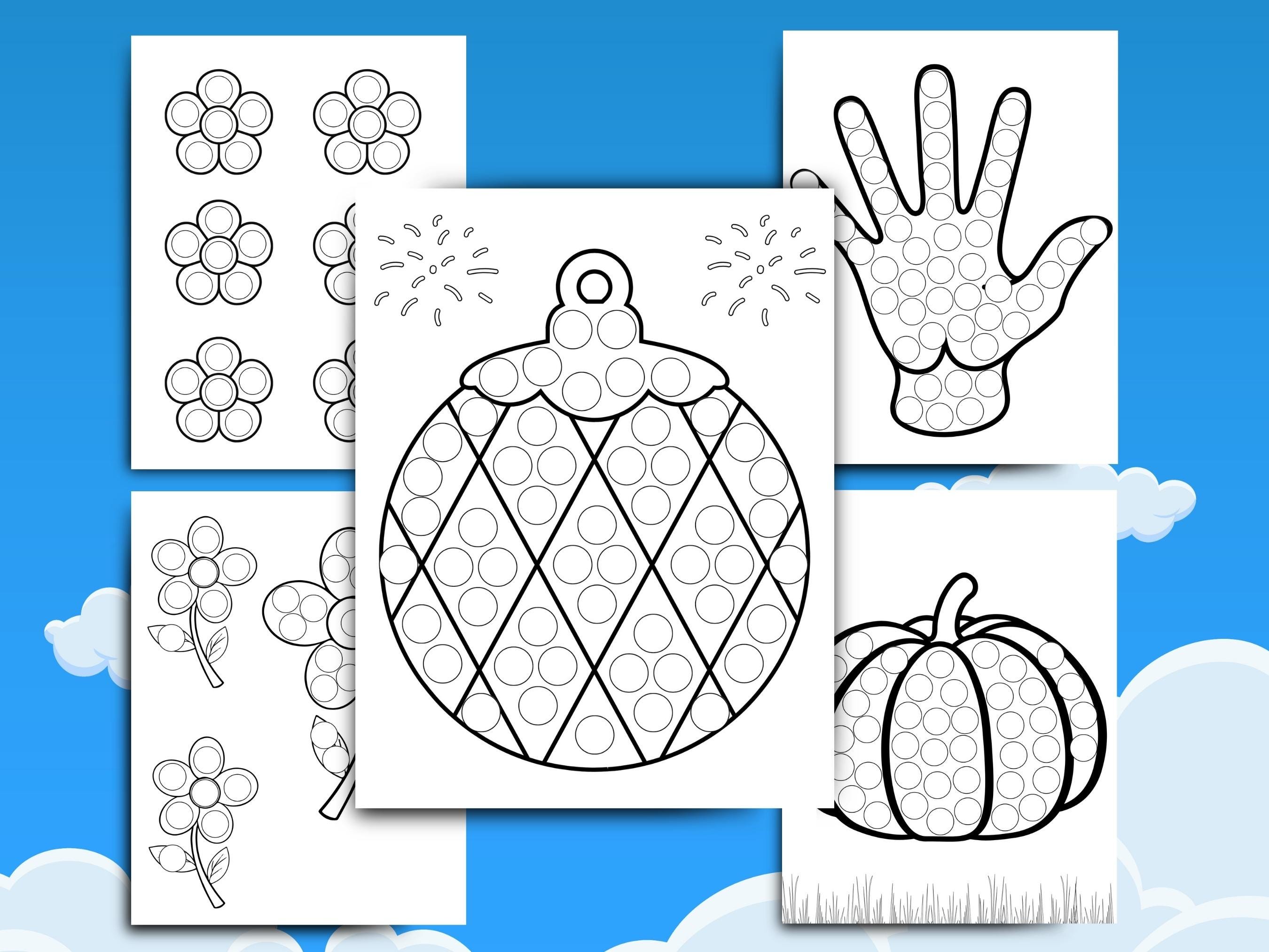 Dot Marker Printable Pack, Do A Dot Pages, Coloring Sheets Dots Art ...