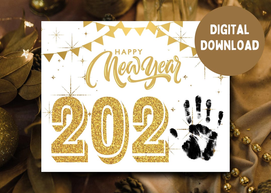 New Years Handprint Art, 2025 New Year's Printable Craft, Kids New ...