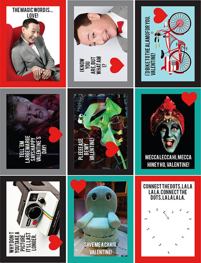 Pee-wee Herman Printable Valentines, Download and Print! - Etsy