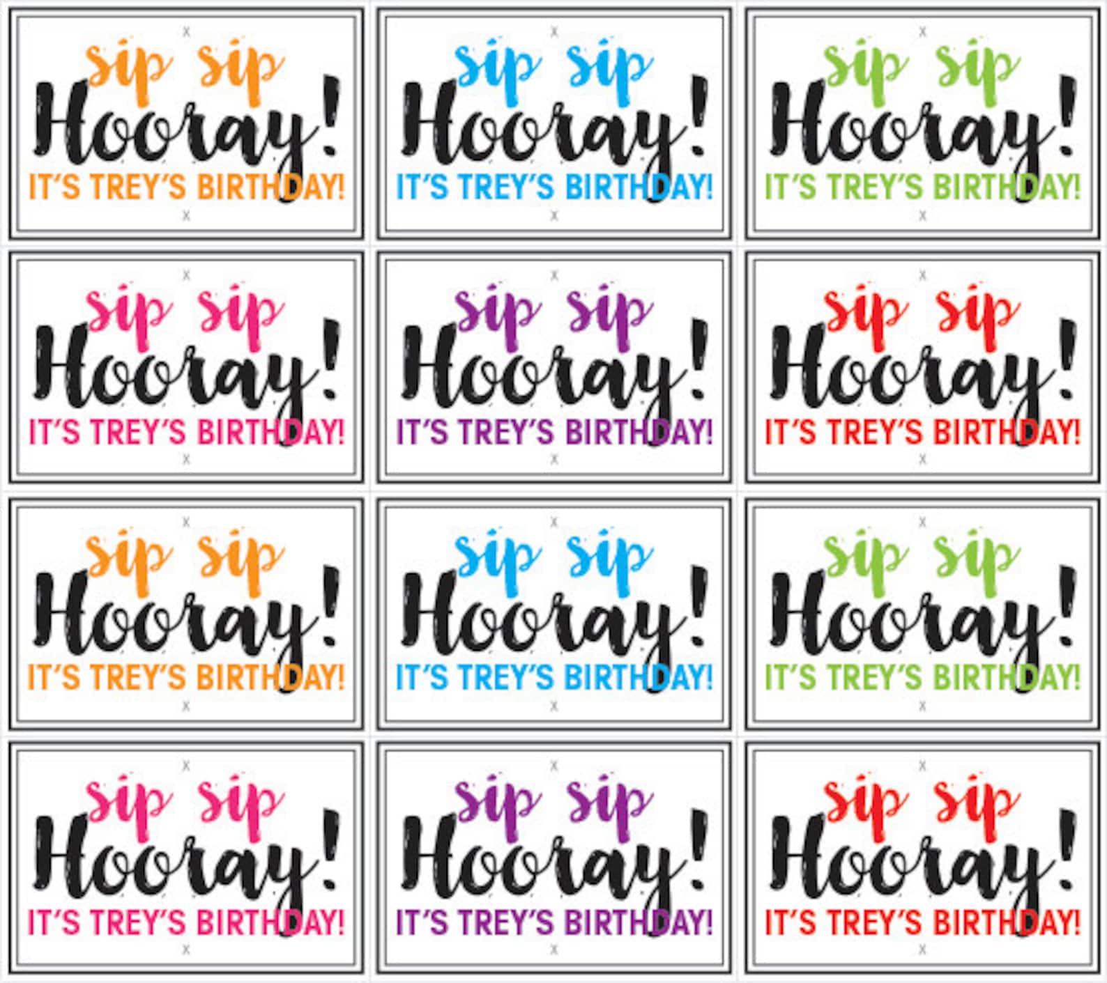 Sip Sip Hooray Birthday Straw Tags Customizable Printable - Etsy