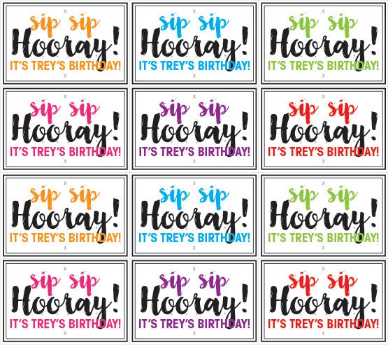 Sip Sip Hooray Birthday Straw Tags Customizable Printable - Etsy